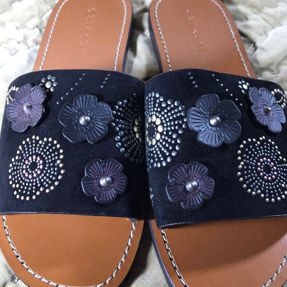 Coach | Shoes | Coach Tea Rose Slides Sz New | Poshmark